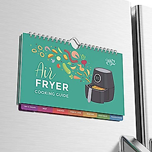 Willa Flare Air Fryer Magnetic Cheat Sheet Cooking Times Reference Guide for 80 Foods - Flip Chart and 6 Vinyl Decal Stickers | Perfectly Fry Family Favorites like Pizza, Chicken Nuggets, French Fries