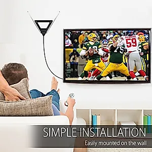 Fosmon HDTV Antenna 25-40 Miles Range, Indoor Rabbit Ear TV Antenna, Retractable Dipoles [Wall Mountable or Tabletop] with 5FT Cable Support 4K Ready, ATSC 3.0, UHF, VHF, 1080p Free TV Channel