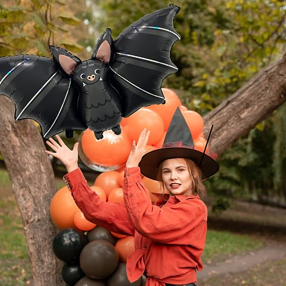 HOUSE OF PARTY 40 Inch Large Halloween Bat Balloons, Bat Foil Balloons for Halloween Party Decorations, Bat Mylar Balloons, Halloween Party Balloons for Bat Themed Halloween Party Decorations