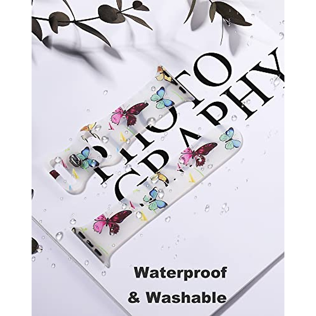 Witzon Compatible with Apple Watch Band Series 8/7/6/5/4/3/2/1/SE/Ultra, iWatch 38mm 40mm 41mm 42mm 44mm 45mm 49mm Bands for Women, Cute Print Silicone Sport Strap Replacement Accessories, Butterfly