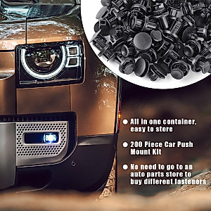Kewucn 200 Pcs Car Retainer Clips, Plastic Push Bumper Fastener Rivet Clips, Popular Sizes Door Trim Panel Fender Clips, Body Rivets Replacement for Most Cars