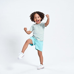 Gerber Baby Boy's Toddler 3-Pack Pull-On Knit Shorts, Blue & Gray, 12 Months