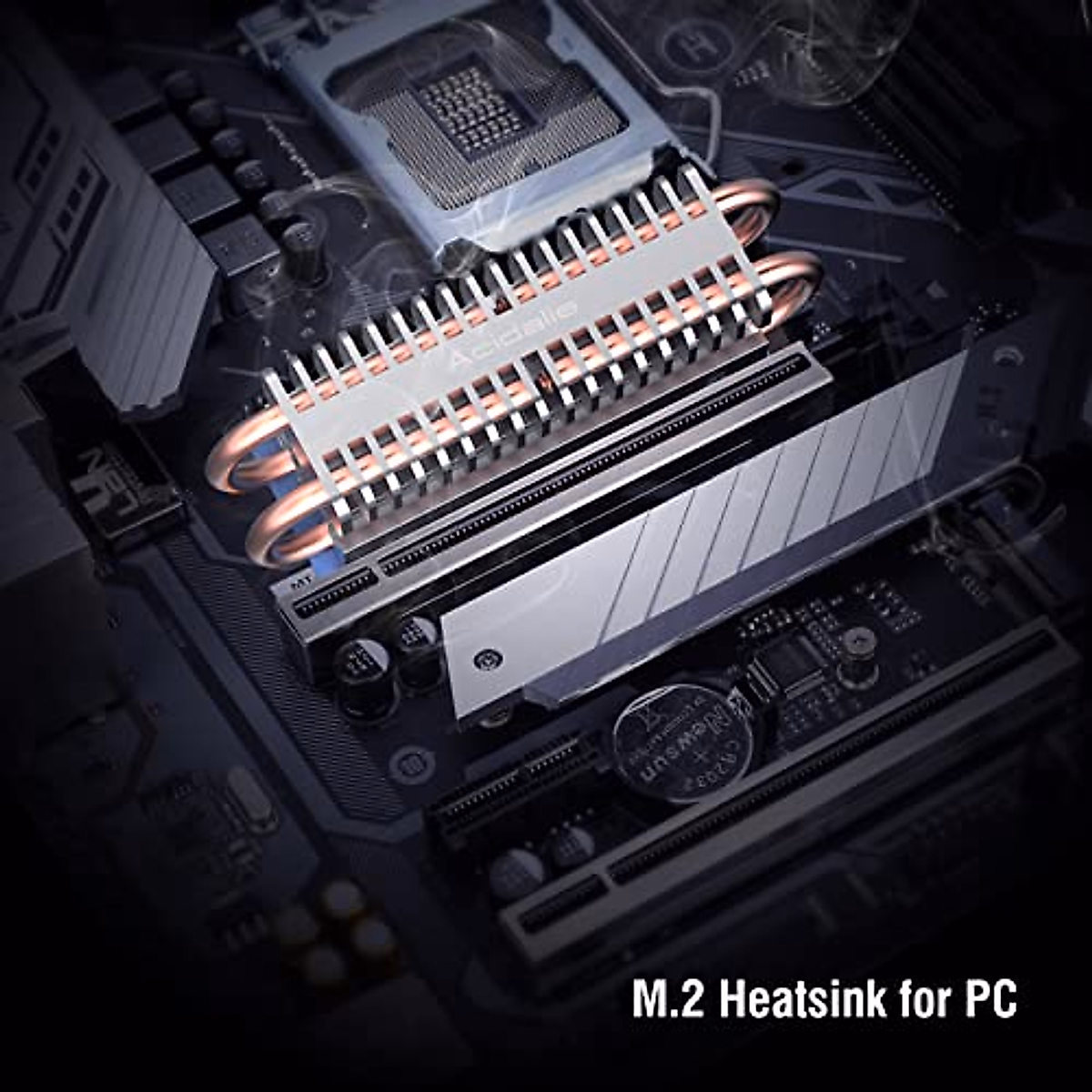 Acidalie M.2 SSD heatsink with Double Layer Aluminum and 4 Copper Heat Pipes Cooler for M.2 SSD 2280[Silver]