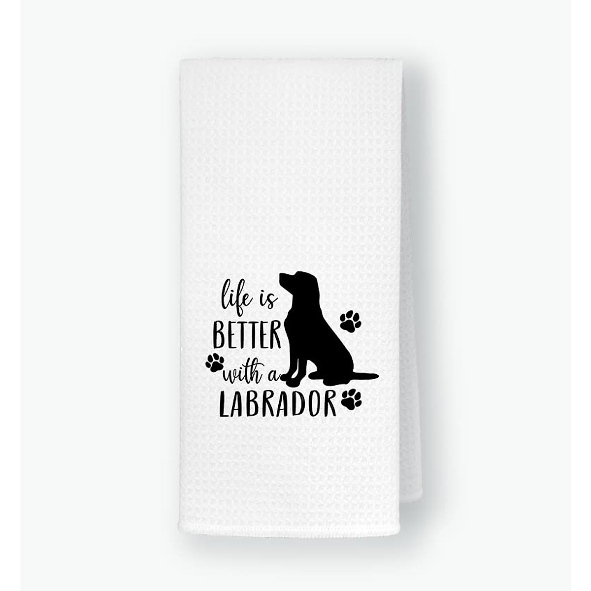 QODUNG Life is Better with A Labrador Soft Kitchen Towels Dishcloths 16x24 Inch,Funny Labrador Drying Cloth Hand Towels Tea Towels for Kitchen,Labrador Lover Gifts