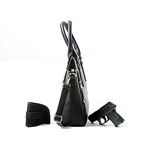 Goson Concealed Carry Tote Bag - Large and Fashionable CCW Purses for Women with Multiple Pockets, Crossbody Straps, YKK Locking Zippers in Faux Leather