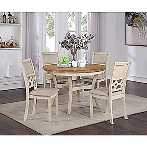 New Classic Furniture Mitchell 5-Piece Dining Set with 1 Table and 4 Chairs, Bisque/Brown