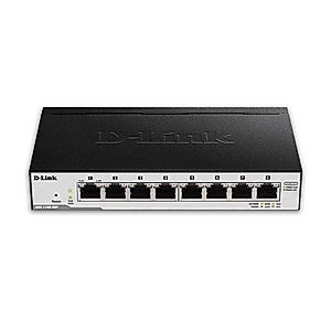D-Link PoE Switch, 8 Port Smart Managed Gigabit Ethernet Layer 2 VLAN Control (DGS-1100-08P)