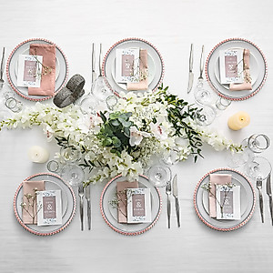 18 PCS Clear Charger Plates with Beaded Rim 13 Inch Plastic Round Charger Plates Bulk Acrylic Round Dinner Plate Chargers Decorative Plates for Home Kitchen Party Wedding Tabletop Decor(Rose Gold)