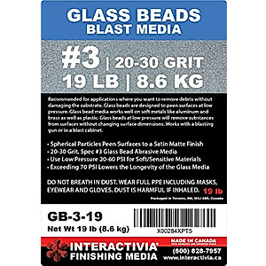 #3 Glass Beads - 19 lb or 8.6 kg - Blasting Abrasive Media (Very Coarse) 20-30 Mesh or Grit - Spec No 3 for Blast Cabinets Or Sand Blasting Guns - Large Beads for Peening and Finishing