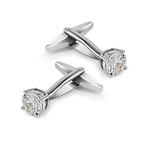 Mr.Van Swarovski White Crystal Cufflinks Glimmering Diamond Color Cuff Links Set for Wedding Party