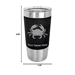 LaserGram 20oz Vacuum Insulated Tumbler Mug, Crab, Personalized Engraving Included (Faux Leather, Black)