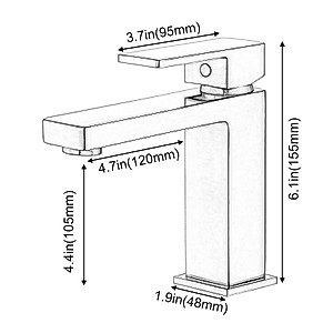 Single Hole Bathroom Faucet Chrome, NEWRAIN Single Handle Brass Sink Faucet Bathroom Single Hole with Pop Up Sink Drain Assembly and Water Faucet Supply Lines