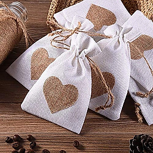 Burlap Bags, 20 Packs 4"x6" Drawstring Heart Burlap Gift Bag Candy Pouches Linen Pockets for Valentine's Day Wedding Easter Christmas Halloween Thanksgivings New Year (4"x6")