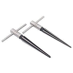 ApplianPar T Shape Handle Taper Reamer 3-13mm and 5-16mm Bridge Pin Hole Hand Held Tapered Reamers 6 Fluted Chamfer Chaser Reaming Tool for Woodworker Guitar Luthier Cutting Pack of 2