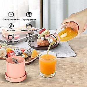 Portable Mini Blender for Fresh Juice, Smoothies, Shakes, Personal Blender with Rechargeable USB (Pink)