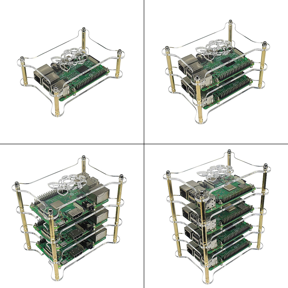 4 Layers Clear Stackable Case for Raspberry Pi 4 Model B, Pi 3 B+ , Pi 3b Case with Heatsink