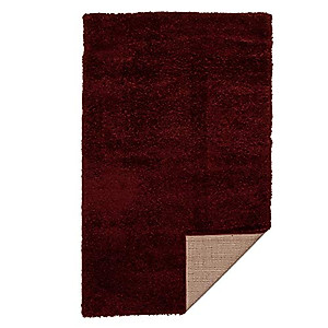 Super Area Rugs Fluffy & Soft Fiber Shag Rug Perfect for Living Rooms, Dining Rooms and Home Decor, Cranberry Red, 4' X 6' Rectangle