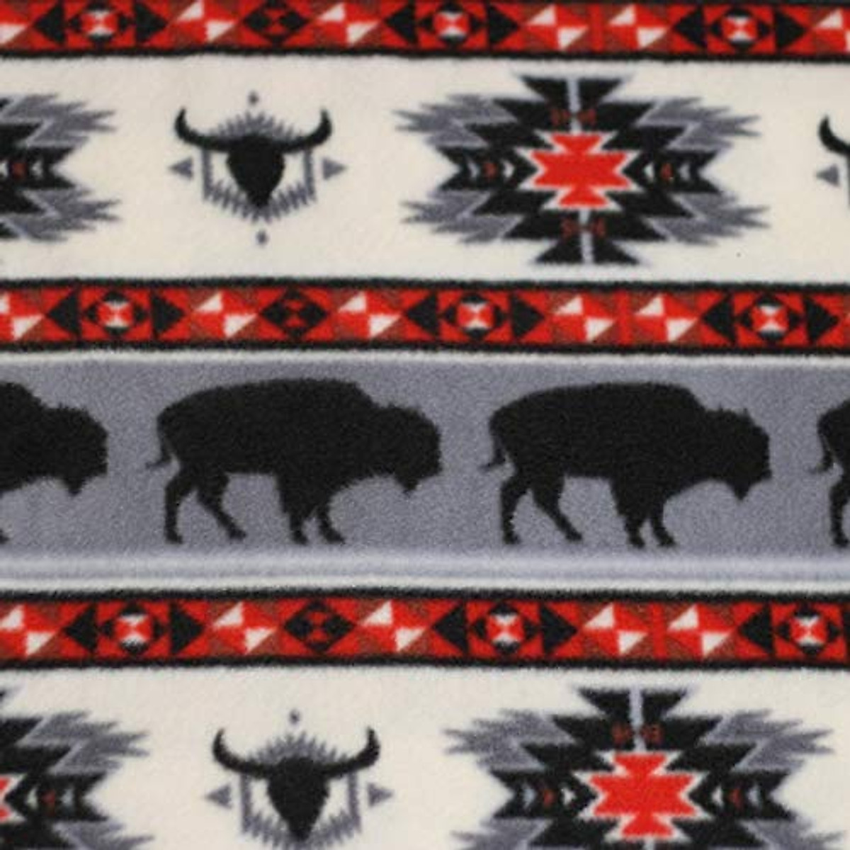 Buffalo Tribal Anti-Pill Premium No-Sew Throw Fleece Fabric Kit (72x60)