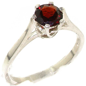 925 Sterling Silver Natural Garnet Womens Solitaire Ring - Sizes 4 to 12 Available