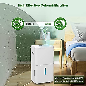 4500 Sq. Ft 50 Pint Dehumidifier for Basement, COLAZE Dehumidifiers with Drain Hose for Home Bedroom Bathroom Large Room, Auto Defrost & Full Water Alarm & 24H Timer with 1.59 Gallon Water Tank