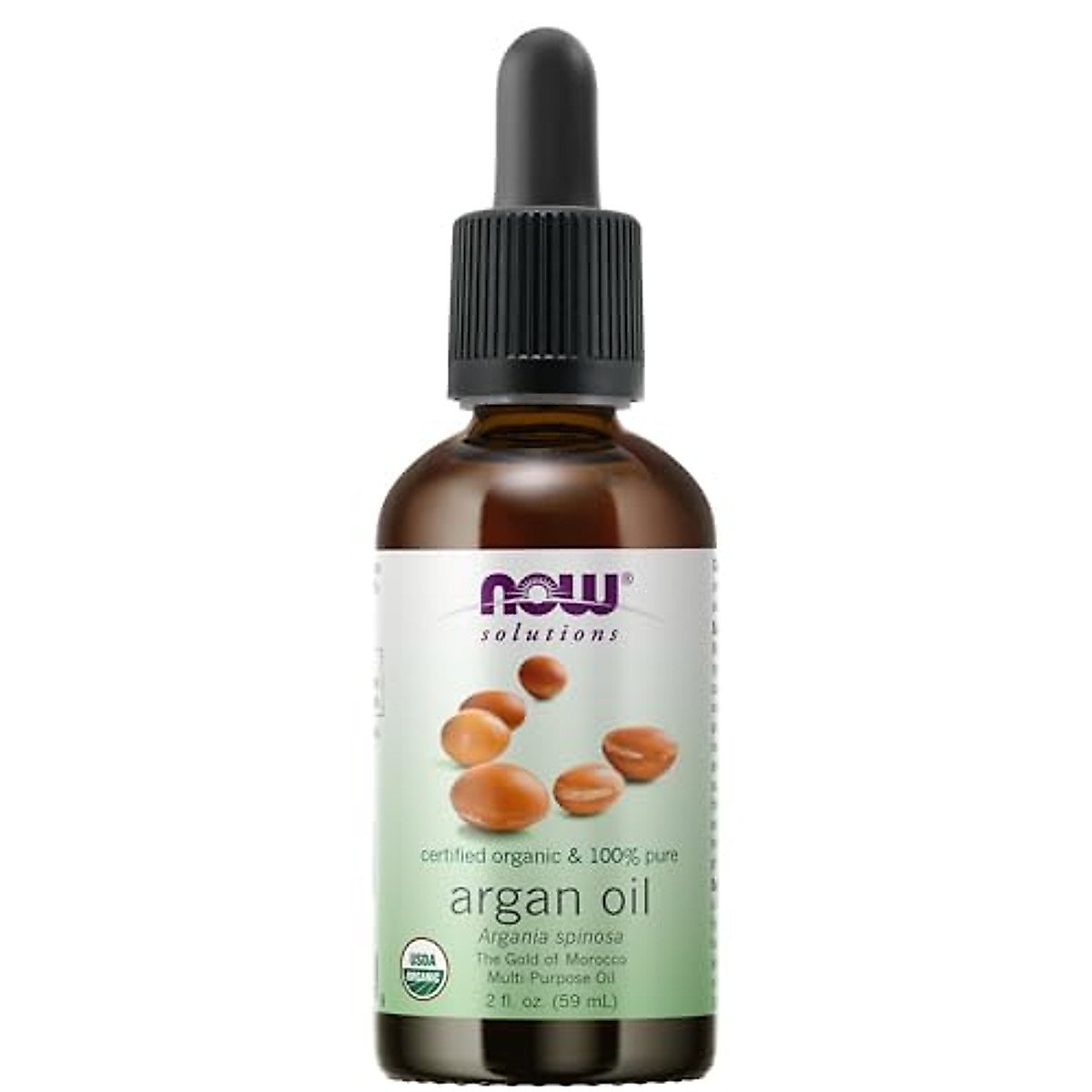 NOW Foods Solutions, Organic Argan Oil, Certified Organic and 100% Pure, "Gold of Morocco" Multi-Purpose Oil, 2-Ounce