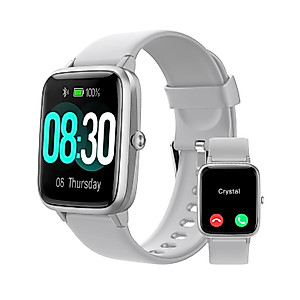 GRV Smart Watch for iOS and Android Phones (Answer/Make Calls), Watches for Men Women IP68 Waterproof Smartwatch Fitness Tracker Watch with Heart Rate/Sleep Monitor Steps Calories Counter (Gray)