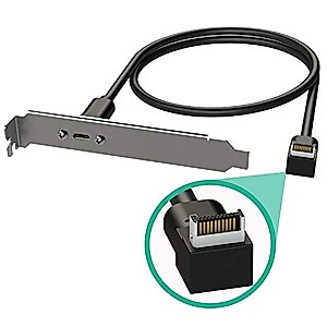 LINKUP - USB 3.2 Gen 2x2 20Gbps USB-C Type Internal Panel Cable Mount Motherboard Header Extension Adapter┃20-Pin A-Key Male with Cover to USB-C Female Connector with PCI Bracket - Right Angle - 60cm