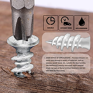 Hession #8 x 3/4 Inch Silver Wood Screws Self Tapping Scrwes Bugle Head Phillips Drive Hi Low Thread Sharp Point Zinc Plated 20pcs