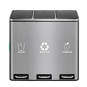 XTRAYXRAY Trash Recycle Compost Stickers Set of 3 Recycle Vinyl Decal Sticker for Trash Can, Compost Bin, Recycle Bin Symbol to Organize Garbage containers or Trash cans (White, 5 Inch)