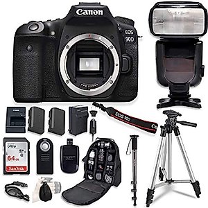 Canon EOS 90D Digital SLR Camera Bundle (Body Only) with Professional Accessory Bundle (14 Items)