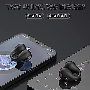 MaxKite Ear Clip Bone Condution Headphones, Ear Clips Ear Buds Open Ear Earbuds for Android iOS Windows, Bone Conduction Earbuds with Earhooks for Sports Workout Running Cycling