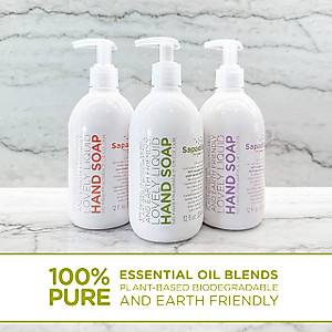 Sapadilla Liquid Hand Soap - Three Scent Variety - Made with 100% Pure Essential Oil Blends, Cleansing & Moisturizing, Aromatic & Fragrant Hand Soap, Plant Based, Biodegradable, 12 Ounce, (Pack of 3)