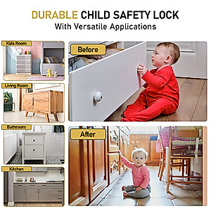 BABY PROOF ME Pack of 12 Magnetic Cabinet Locks for Child Safety with 3 Keys, 3M Adhesive Easy Installation, Baby Proofing Magnetic Locks for Cabinets and Drawers