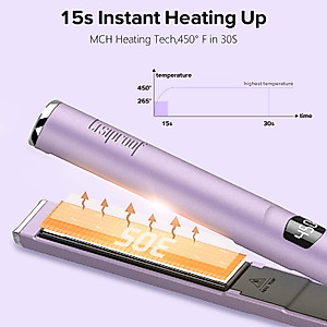 VillaCool Hair Straightener, Flat Iron Hair Straightener, Professional Hair Straightener and Curler 2 in 1, Flat Iron Curling Iron in One, Curling Straightening Iron Combo, Round Flat IronSalon