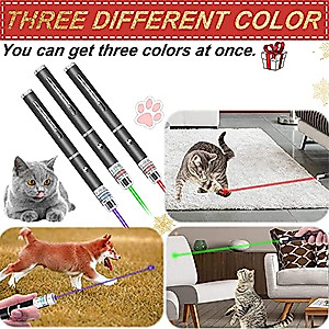 MEUSNO Laser Pointer, Laser Pointer Cat Toys for Indoor Cats, 3 Pack Laser Pointer Pen for Cats Dogs Pet Laser Toy Indoor Interactive Chase Cat Toy Lazer Pointer Pen Tease Cat Laser Light 9343