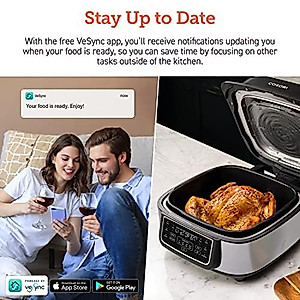 COSORI Electric Smokeless Indoor Grill & Smart XL Air Fryer Combo, 8-in-1, 6QT, 100 Recipes, Grill, Broil, Roast, Bake, Crisp, Dehydrate and More, Compatible with Alexa & Google Assistant, Silver