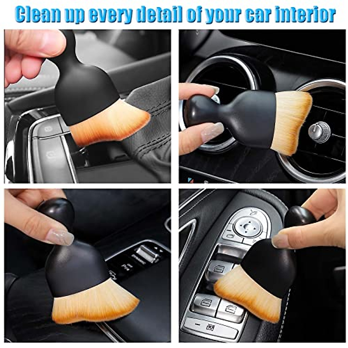 Car Duster Interior Clean Tool,2 Pcs Car Brushes for Detailing Soft Bristles Car Cleaning with Cover Portable Detailing Brushes Dusting Tools for Air Vents,Dashboard,Computer,Cosmetic Brush(Yellow)