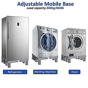 OREKO Mini Fridge Mobile Base Stand Adjustable Washer Dryer Refrigerator Stand With 8 Lifting Feet (Double-tube)