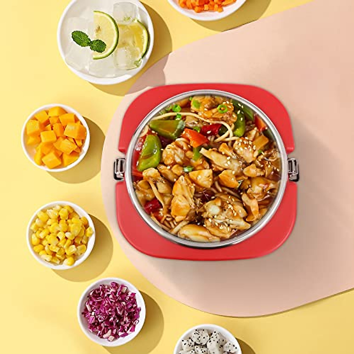 Gdrasuya10 Insulated Soup Carrier Coolers, Commercial 2.5 Gallon Food Warmer Box Large Insulation Barrel Cooler or Hot Carrier for Restaurant, Canteen, Home, Red