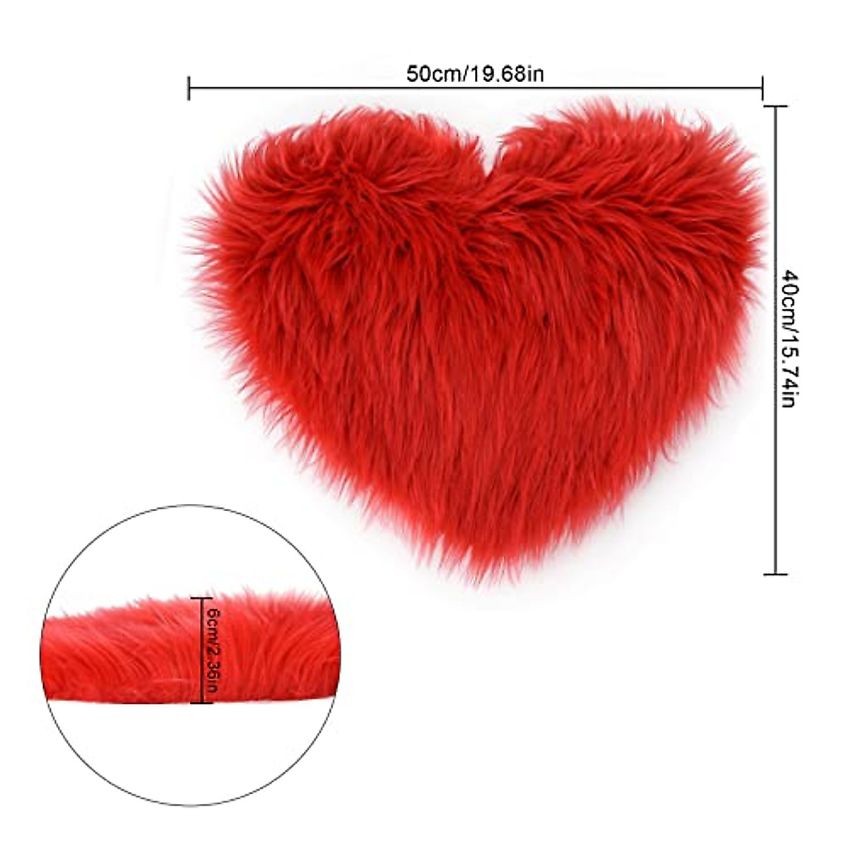 40 x 50cm/15.7 x 19.6inch Small Heart Shape Faux Sheepskin Rug Soft Long Plush Fluffy Shaggy Carpet Area Mats Rugs Bedroom Sofa Decorative Floor Carpet