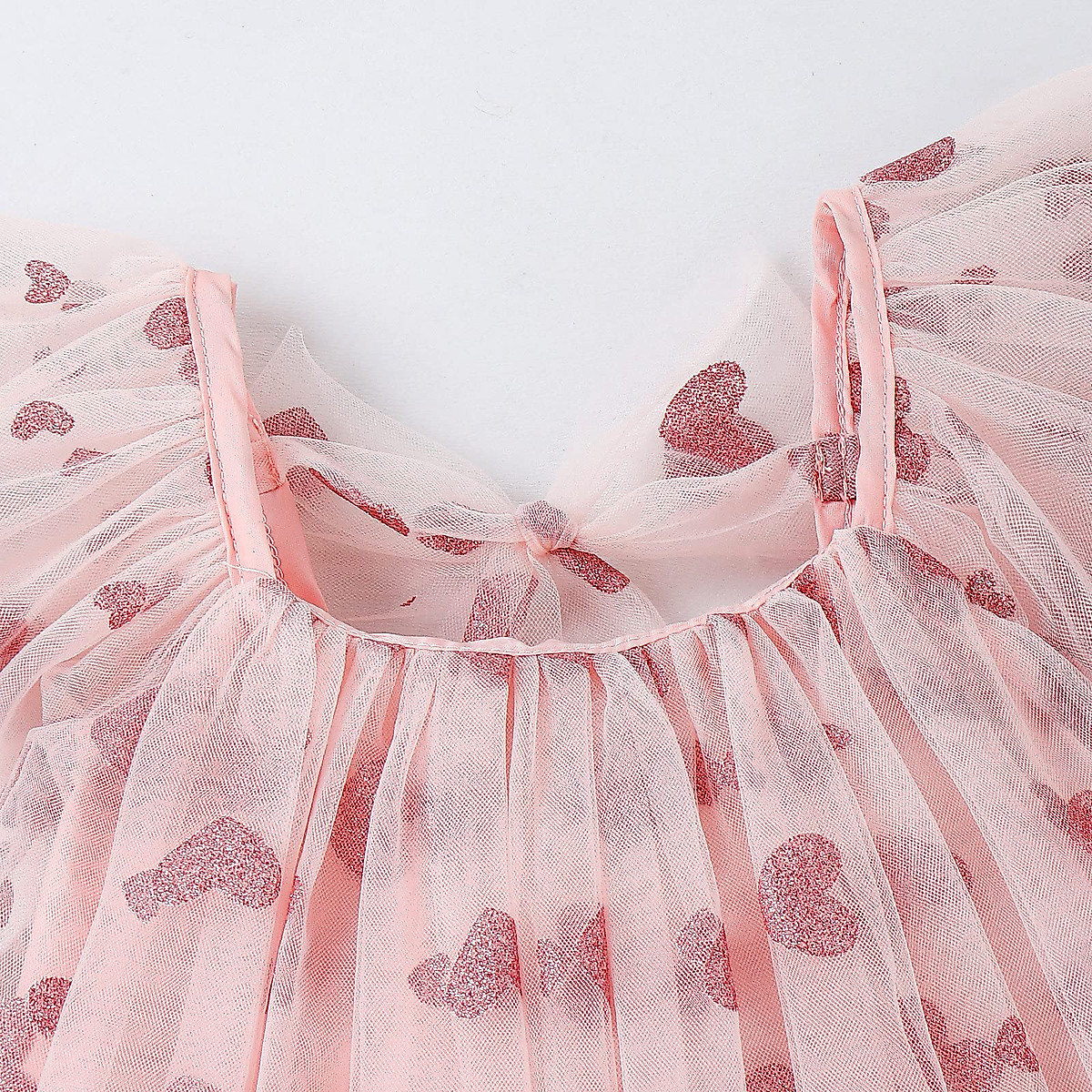 Valentine's Day Baby Girl Tulle Dress Kids Heart Tutu Skirt Lace Sleeveless Princess Sundress (Pink,12-18M)