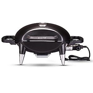 VANSTON Outdoor Electric Barbecue Grill & Smoker, Black - Great Small Spaces such as Patios, Balconies, and Decks, 1500W Portable and Convenient Camping Countertop Grill with Built-In Thermometer