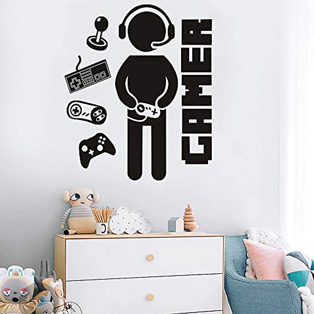 Game Wall Decals Stickers Creative Gaming Quote Poster for Boys Gift,Vinyl Peel and Stick Gamer Decor for Gamer Men's Living Room Play Room Bedroom Home Decoration (Gamer Decal)