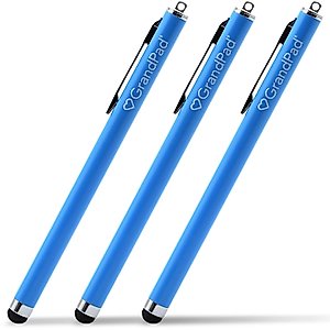 GrandPad Stylus Pen for GrandPad Tablet, Rounded ¼” Scratch Resistant Stylus, 5.25” Length, Lightweight and Ergonomically Shaped, Pack of 3