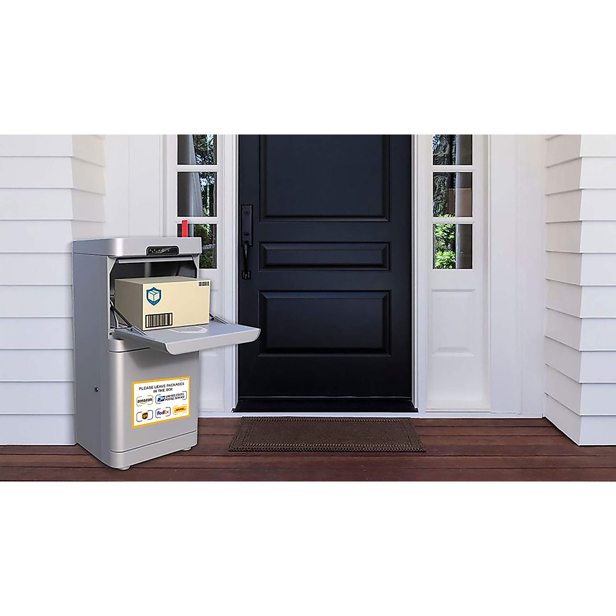 IGNIXIA Pack of 02 Package Delivery Sign Decals, Delivery Instructions for Amazon, Fedex, DHL, Ups, Usps Sign 10 x 7 inches Self Adhesive Sticker with Glossy Lamination