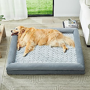 WNPETHOME Orthopedic Dog Beds for Large Dogs, Medium Waterproof Dog Couch with Removable Washable Cover & Anti-Slip Bottom, XL Dog Crate Bed with Sides