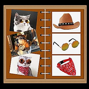 GallaRato Cowboy Costume for Pet Cowboy Bandanna Cowboy Hat for Pet Cowgirl Bandanna Sunglasses Hiphop Costume for Pet Hippie Costume