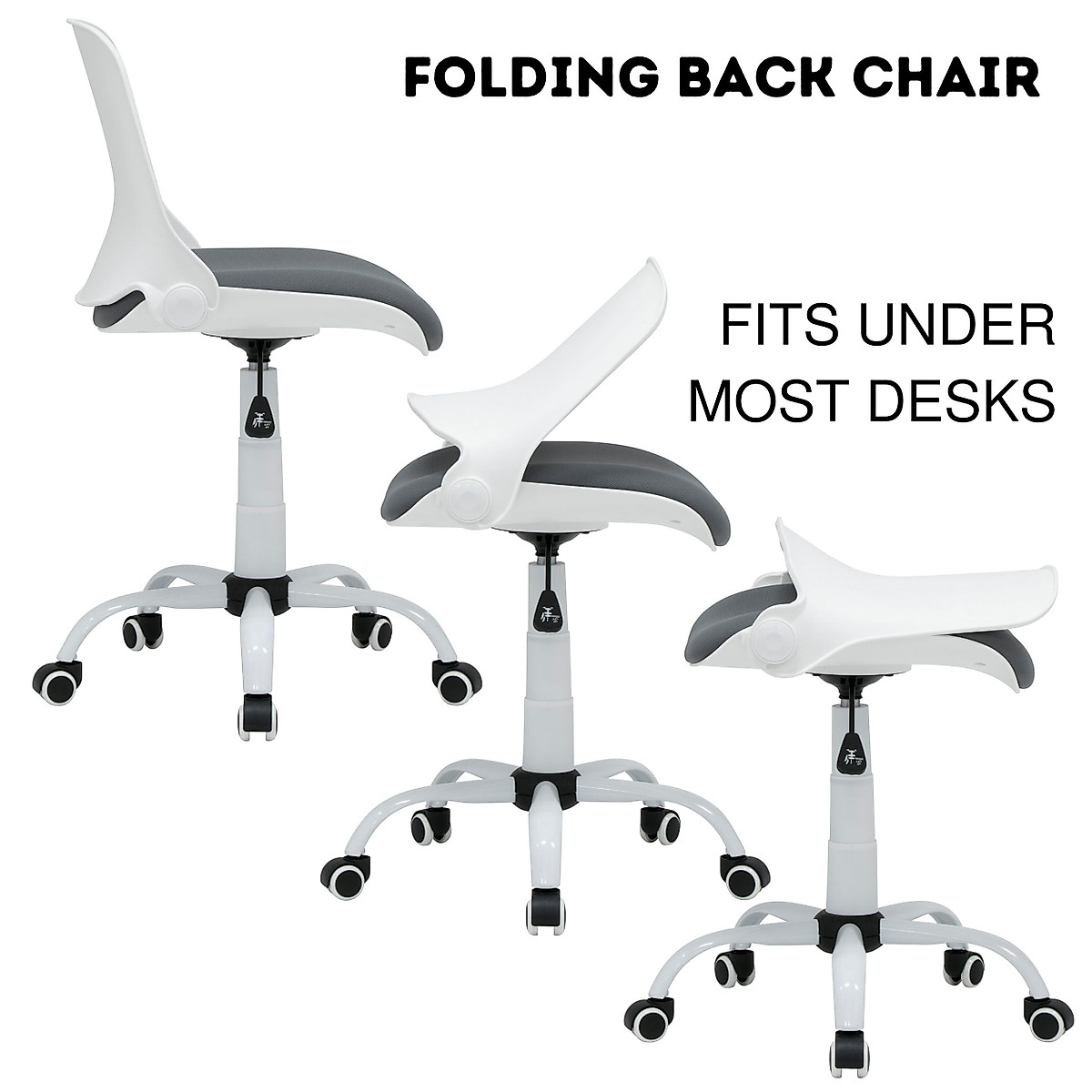 Calico Designs Back, Modern, Swivel, Office Contoured Folding Task Chair, White/Grey (18617)