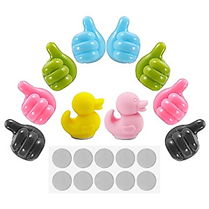 UXELY Self Adhesive Thumb Hooks Holders for Hanging, Cable Clip Key Hook Wall Hangers Holder Desktop Cord Wire Clips for Student Dormitory Kitchen Bedroom Home Office(Colorful)