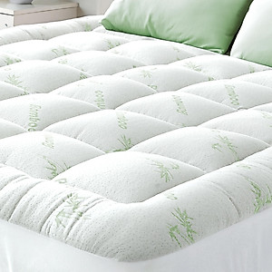 Bamboo Mattress Topper Twin Cooling Breathable Extra Plush Thick Fitted 8-20 Inches Pillow Top Mattress Pad Rayon Cooling Ultra Soft (Bamboo, Twin 39x75 Inches)